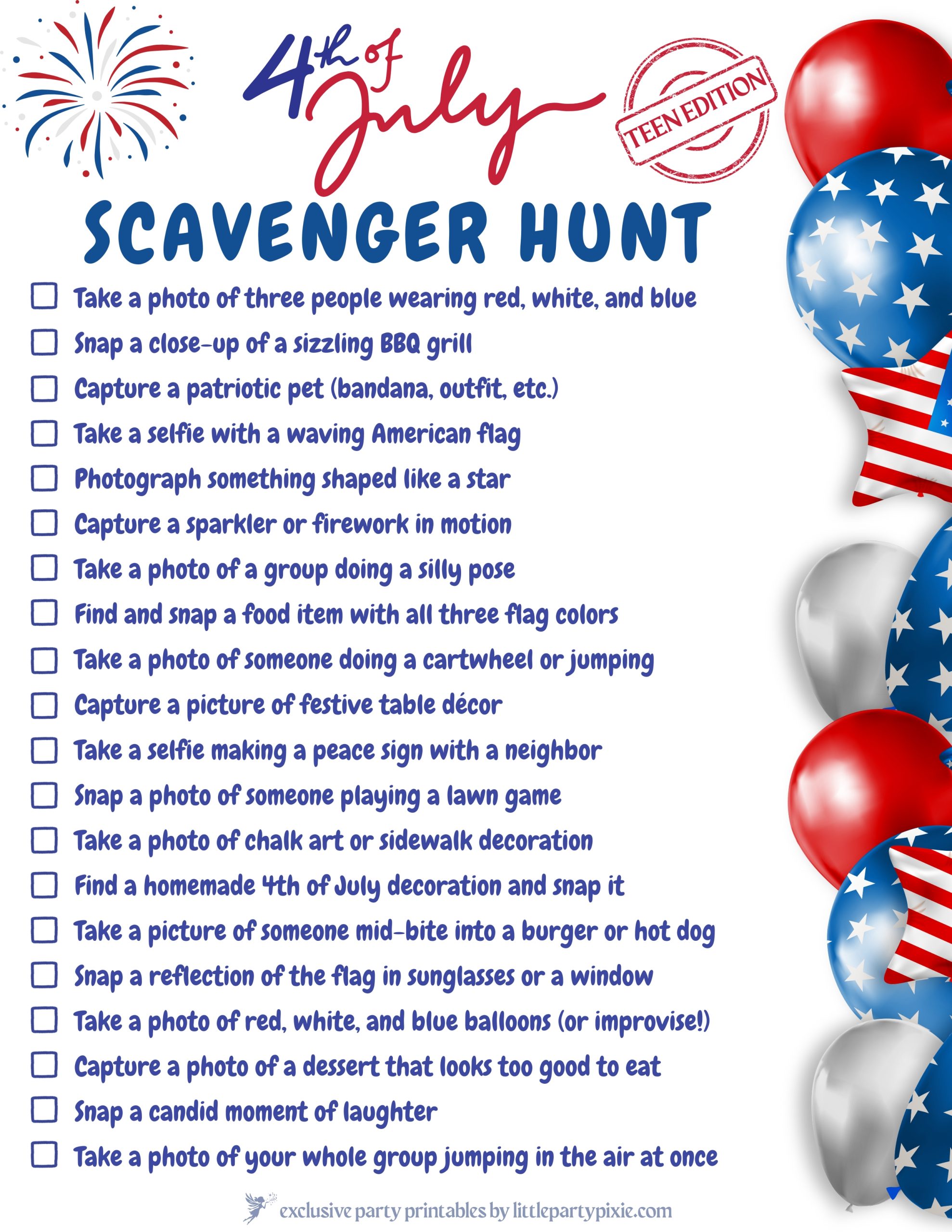 Plan a 4 July Scavenger Hunt (With FREE Printable)