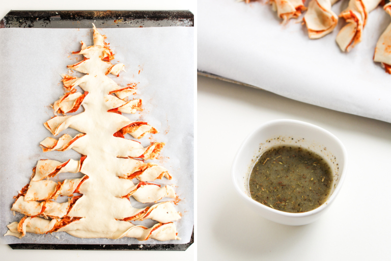 Delicious & Cheesy Christmas Tree Pull-Apart Pepperoni Pizza Bread